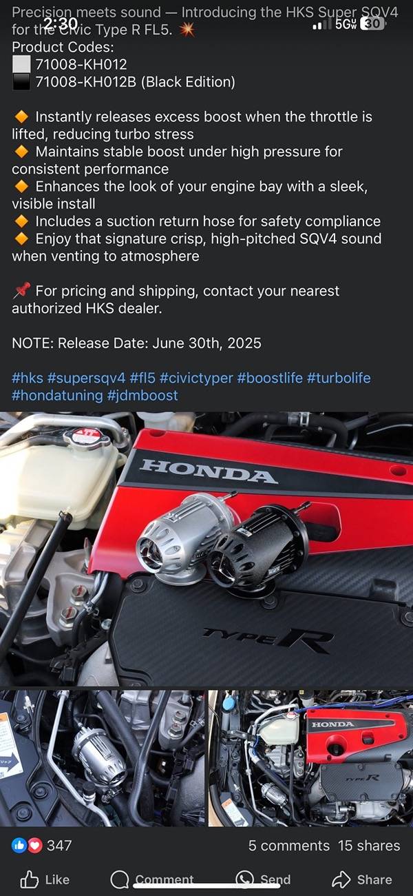 FL5 HKS SSQV BOV release date | CivicXI - 11th Gen Civic Type R (FL5 ...